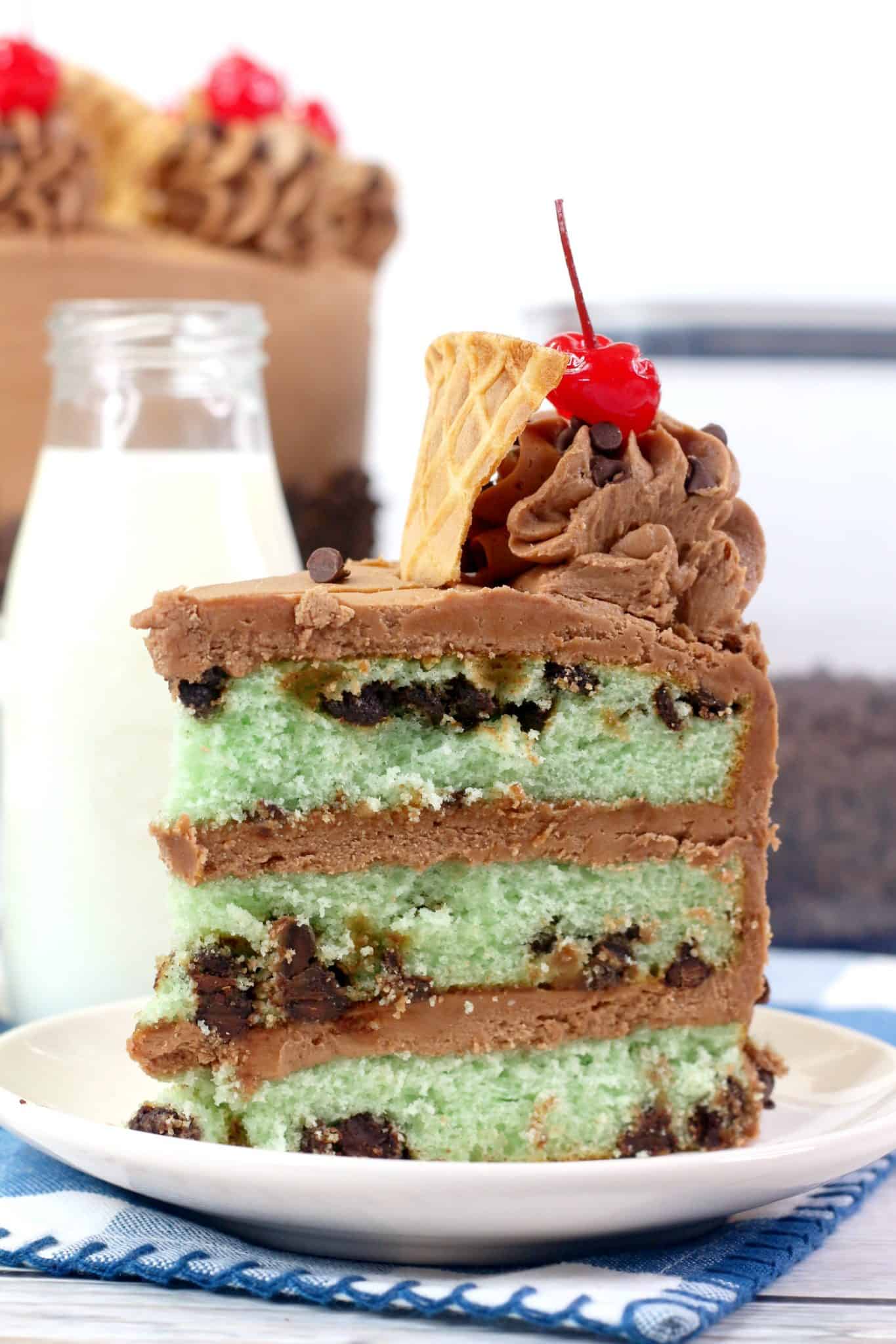 Mint Chip Cake - Mama's On A Budget