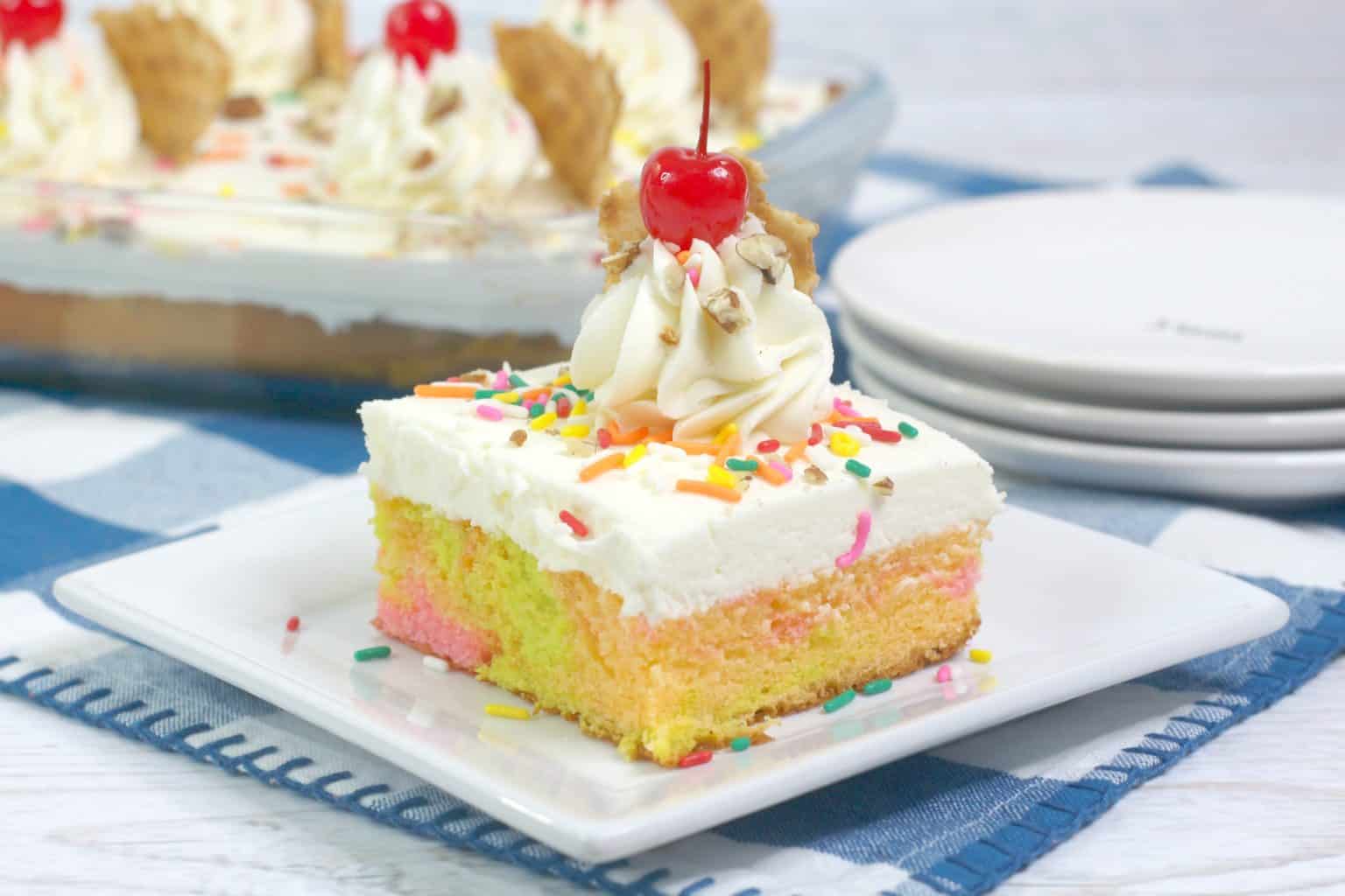 Fruit Sherbet Sheet Cake - Mama's On A Budget Delicious and fruity cake.