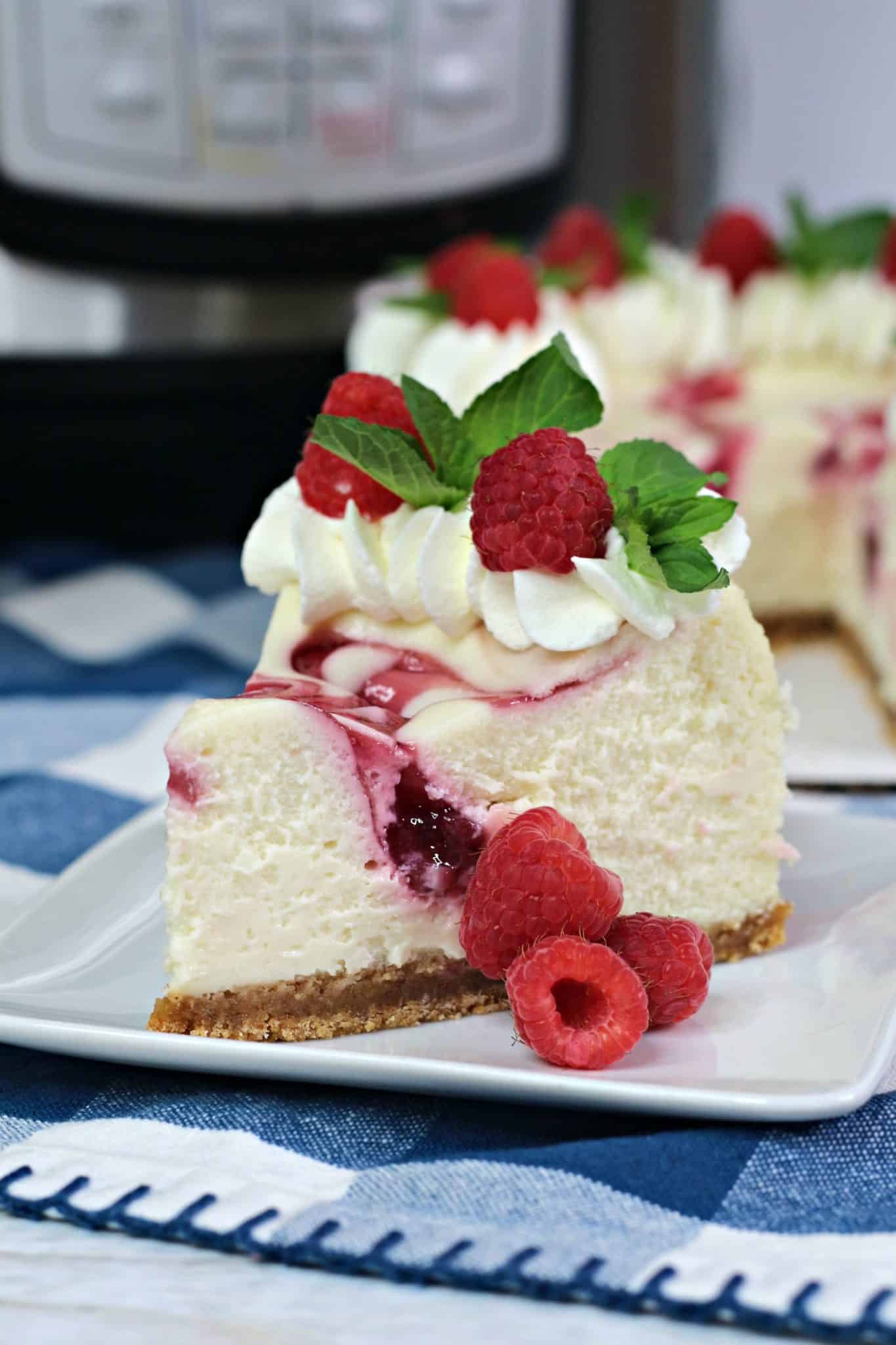 Instant Pot Raspberry Cheesecake - Mama's On A Budget Instant Pot Recipe