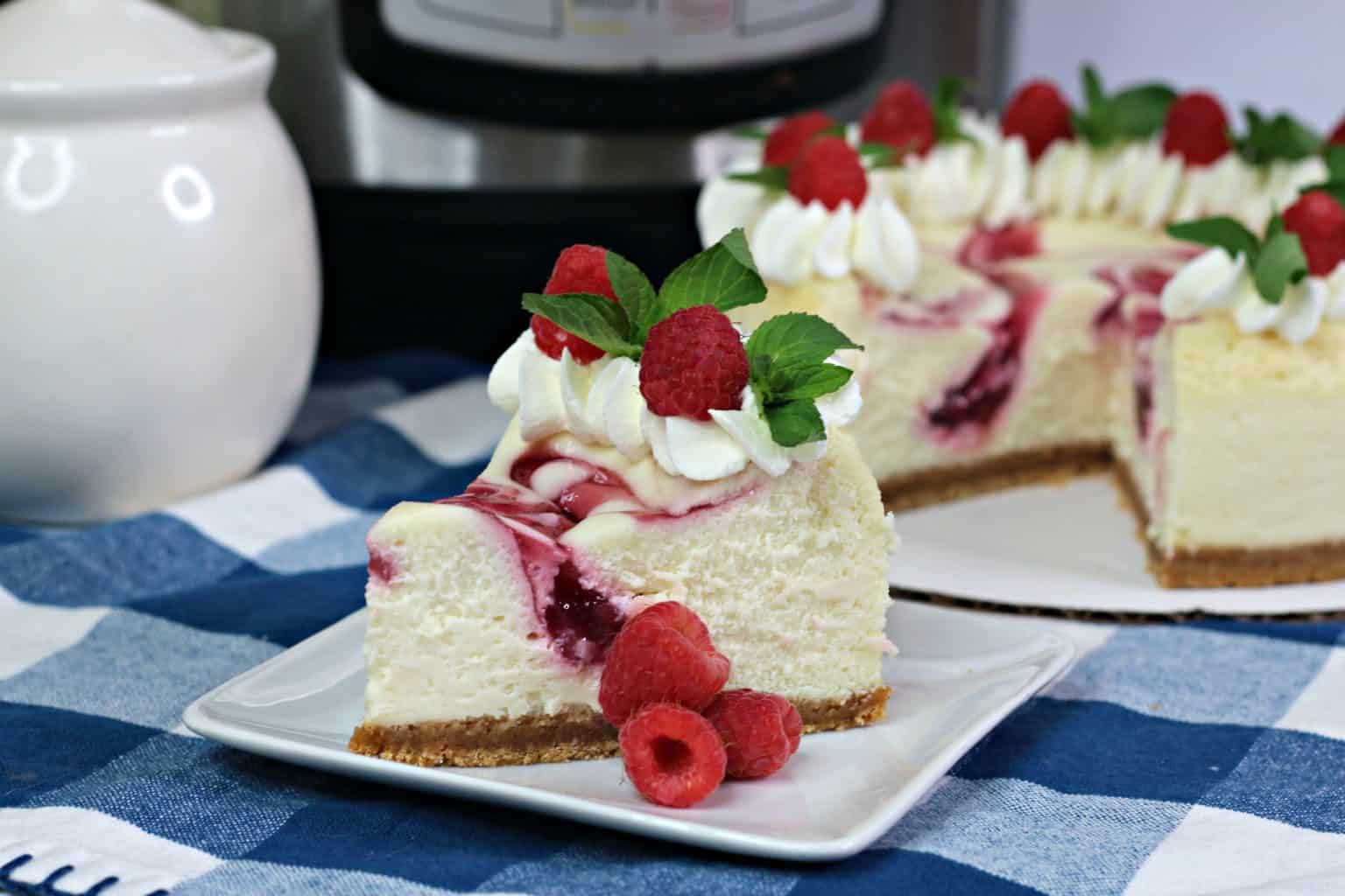 Instant Pot Raspberry Cheesecake - Mama's On A Budget Instant Pot Recipe