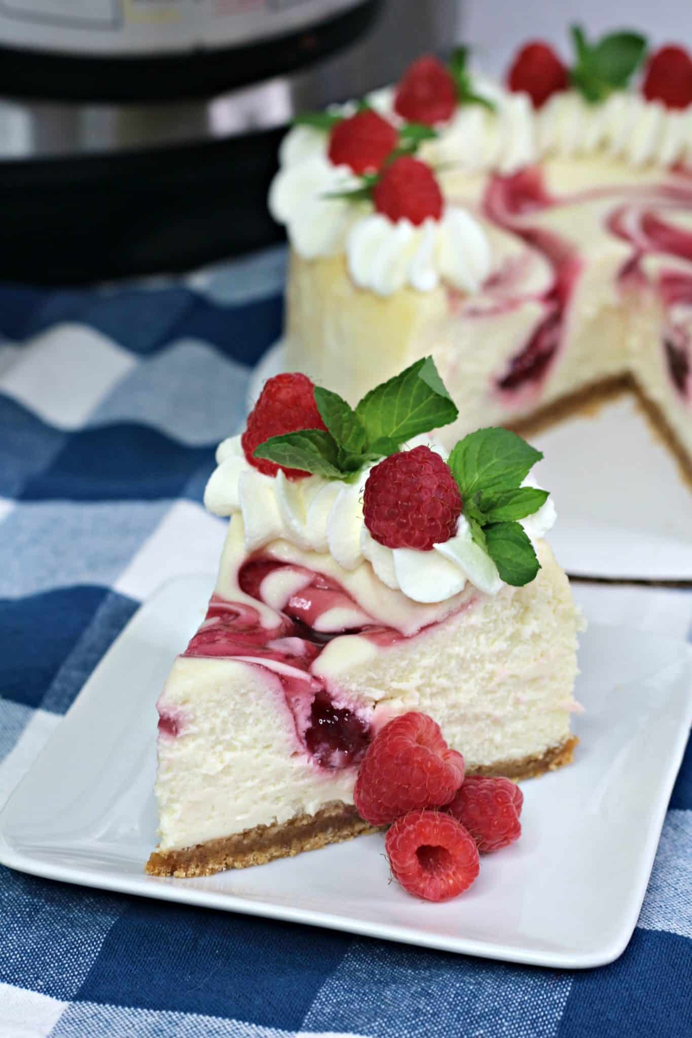 Instant Pot Raspberry Cheesecake - Mama's On A Budget Instant Pot Recipe