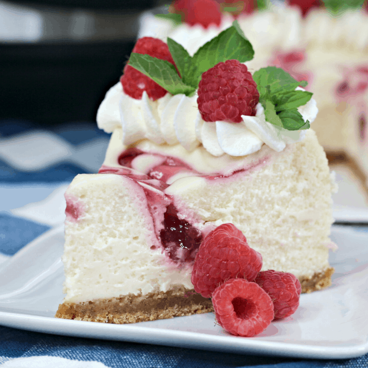 Instant Pot Raspberry Cheesecake - Mama's On A Budget Instant Pot Recipe