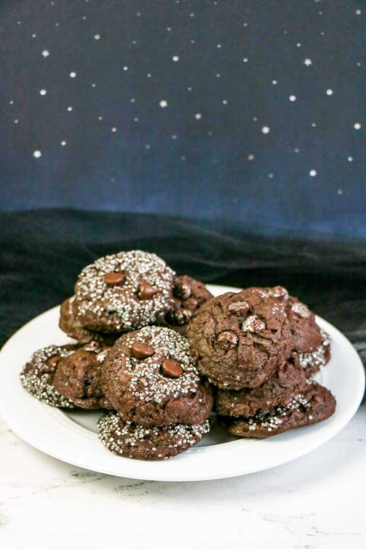 Double Chocolate Galaxy Cookies - Mama's On A Budget