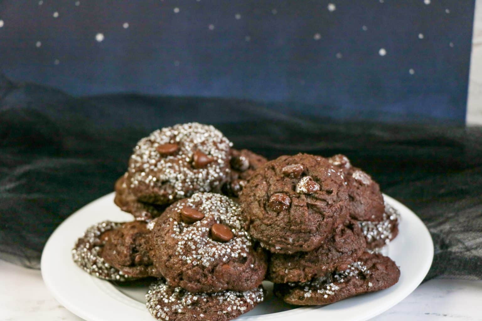 Double Chocolate Galaxy Cookies - Mama's On A Budget