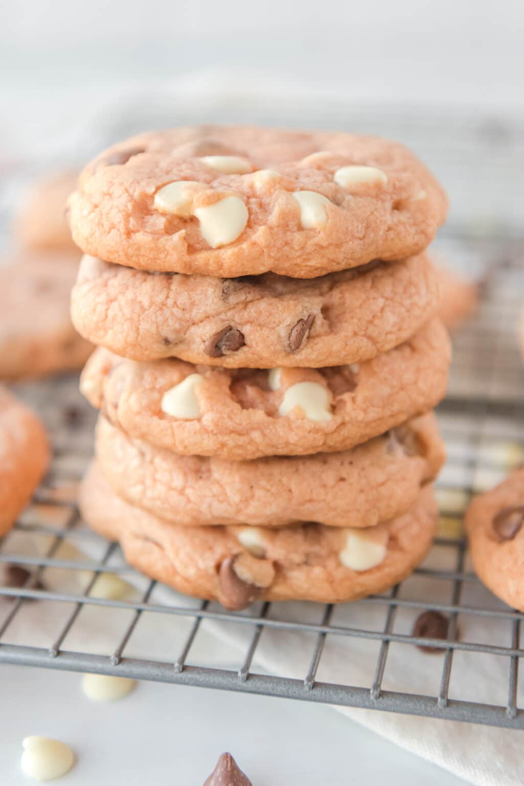Pink Chocolate Chip Cookies - Mama's On A Budget