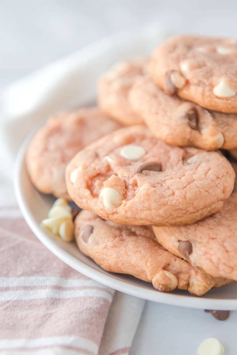 Pink Chocolate Chip Cookies - Mama's On A Budget