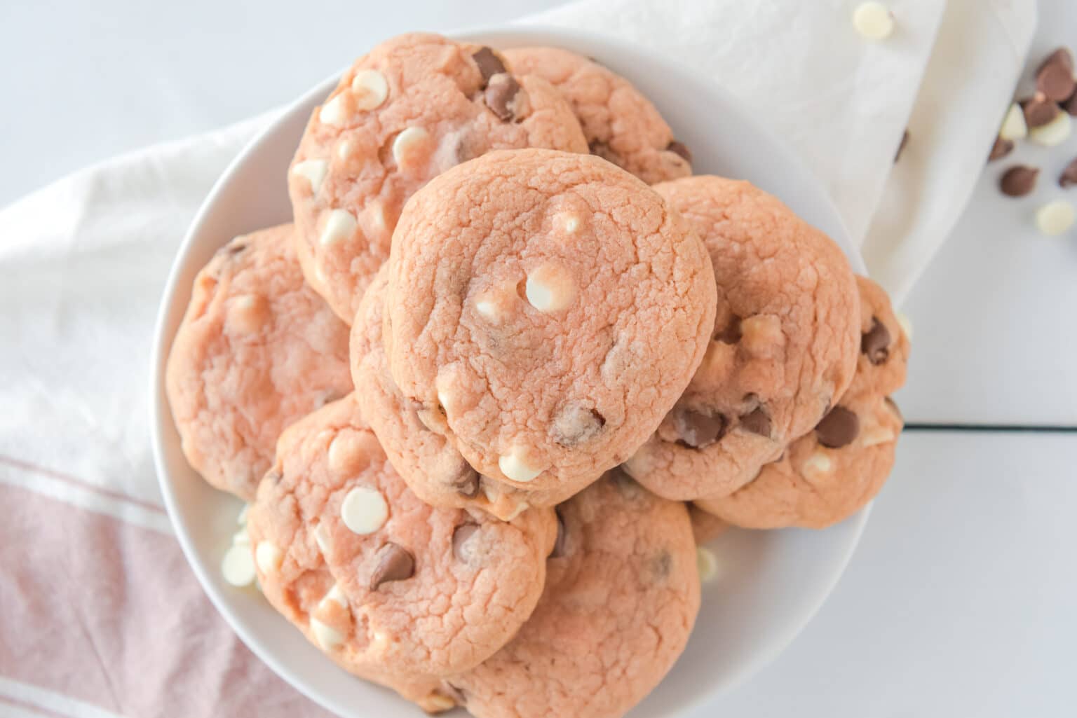 Pink Chocolate Chip Cookies - Mama's On A Budget