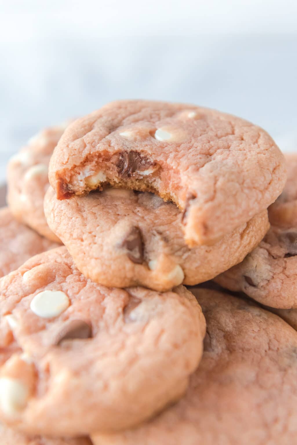 Pink Chocolate Chip Cookies - Mama's On A Budget