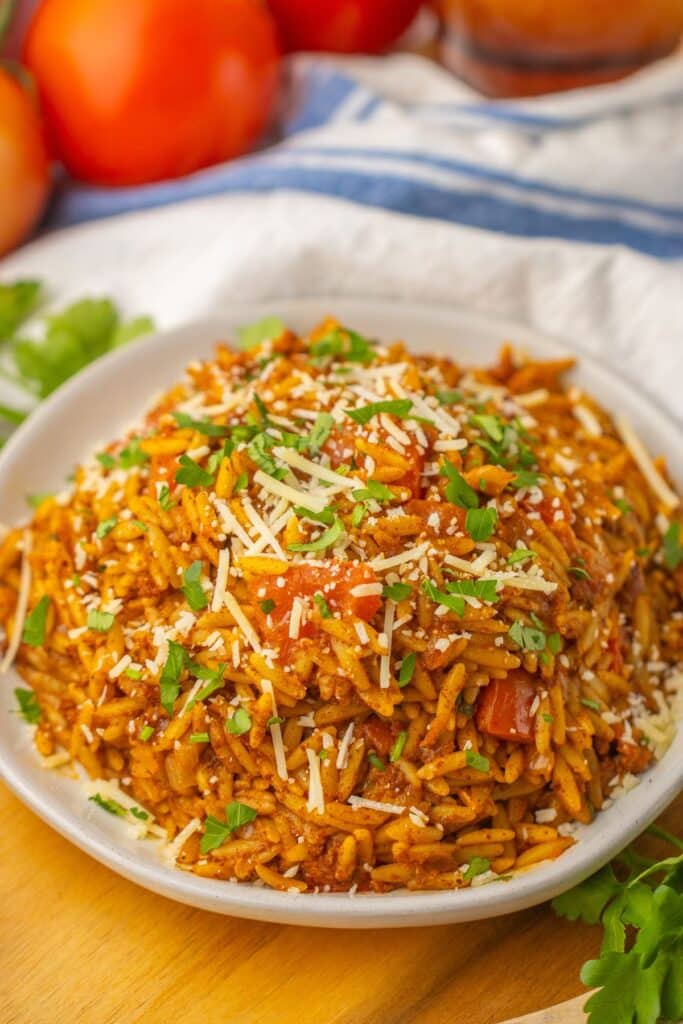 Cheesy Chorizo Orzo - Mama's On A Budget