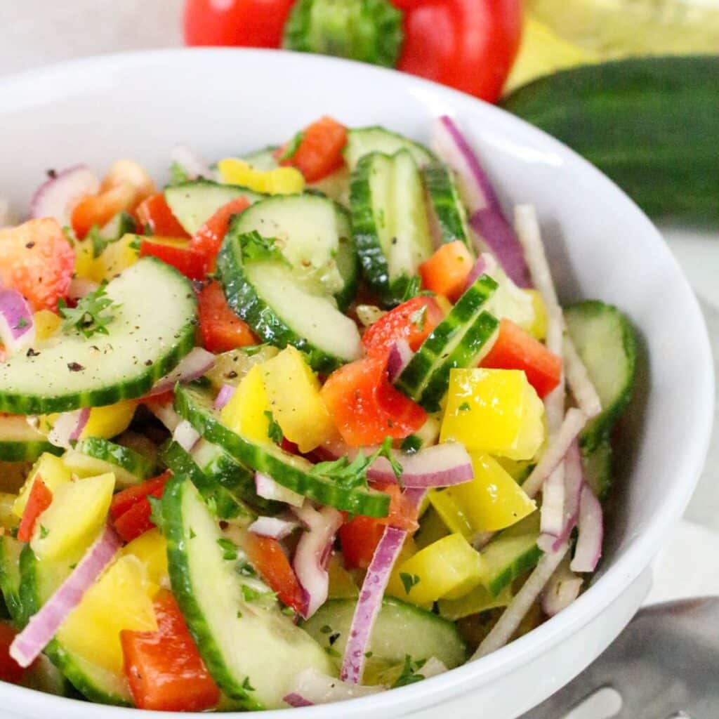 Bell Pepper Cucumber Salad - Mama's On A Budget